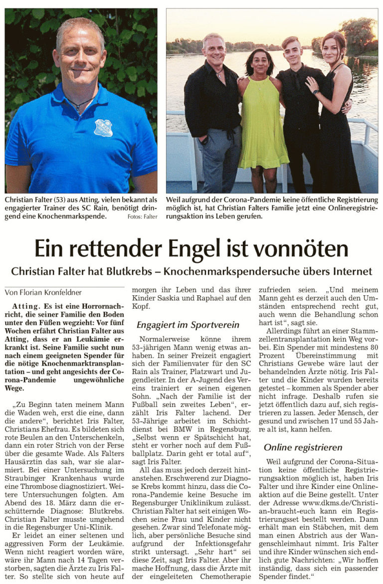 Ein rettender Engel ist von nöten – Christian Falter an Blutkrebs ...